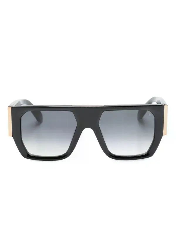 Philipp Plein Logo-lettering Rectangle-frame Sunglasses - Black