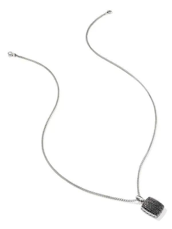 John Hardy Sterling And Black Sapphire Tag Pendant Necklace