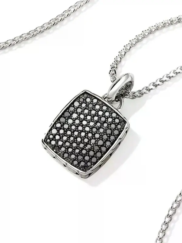 John Hardy Sterling And Black Sapphire Tag Pendant Necklace