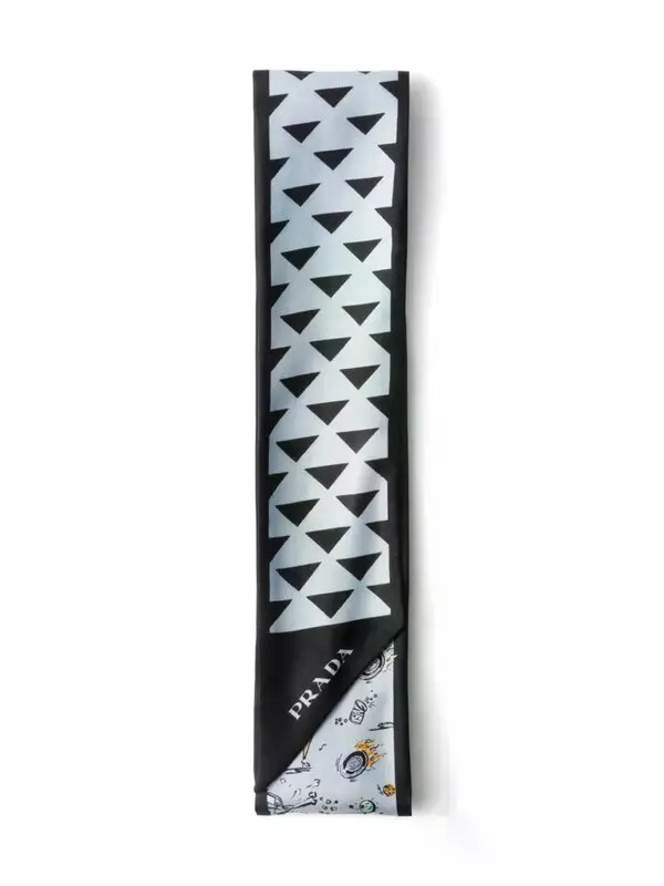 Prada Illustration-print Silk Scarf - Blue