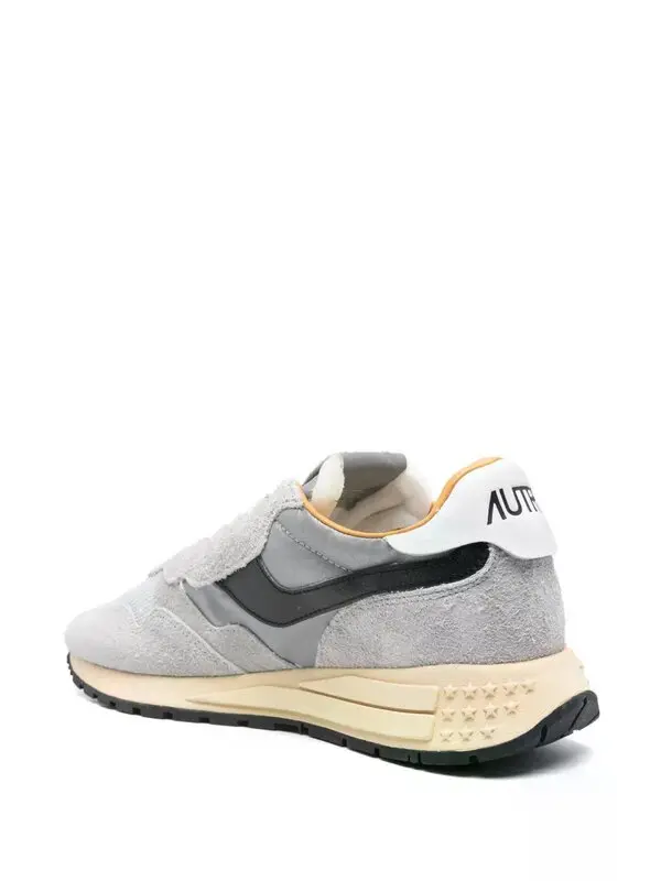 AUTRY Reelwind Low Sand Cracked Leather And Nylon Sneakers - Neutrals