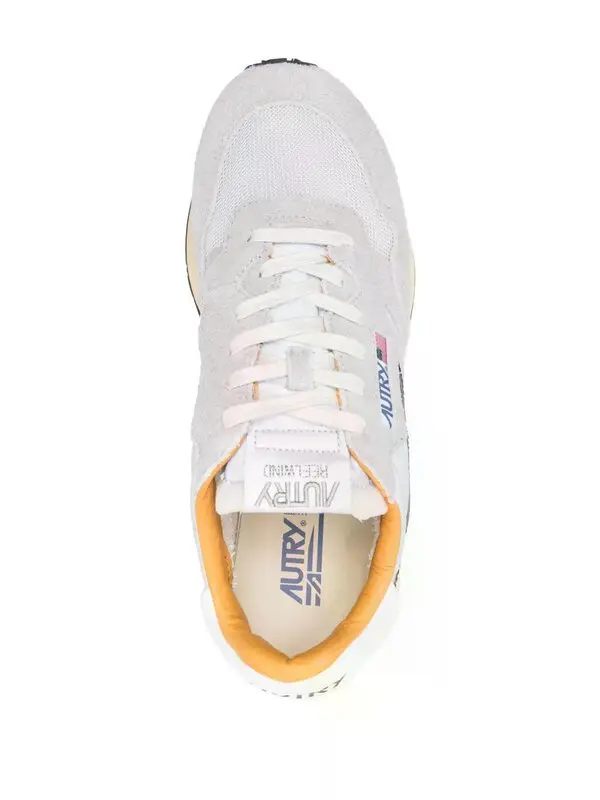 AUTRY Reelwind Low Sand Cracked Leather And Nylon Sneakers - Neutrals