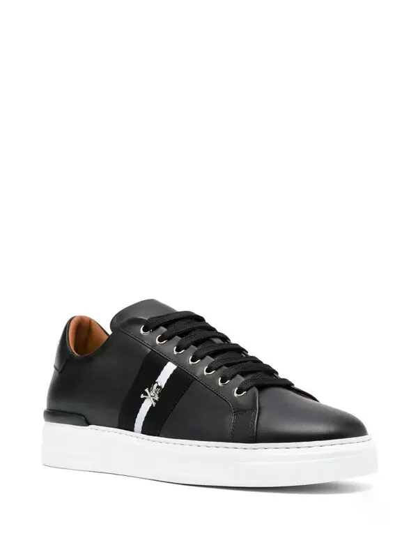 Philipp Plein Skull Plaque Striped Low-top Sneakers