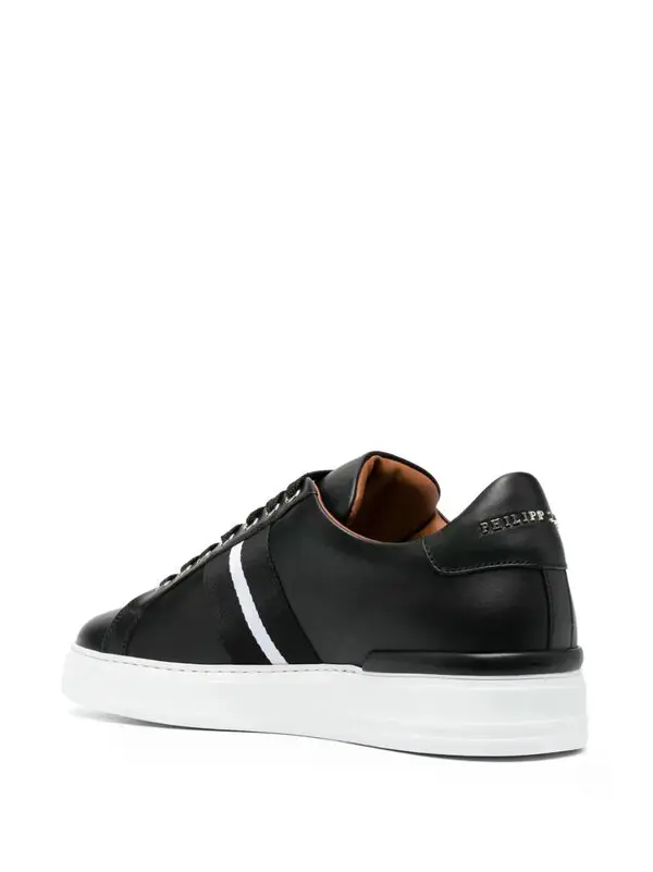 Philipp Plein Skull Plaque Striped Low-top Sneakers