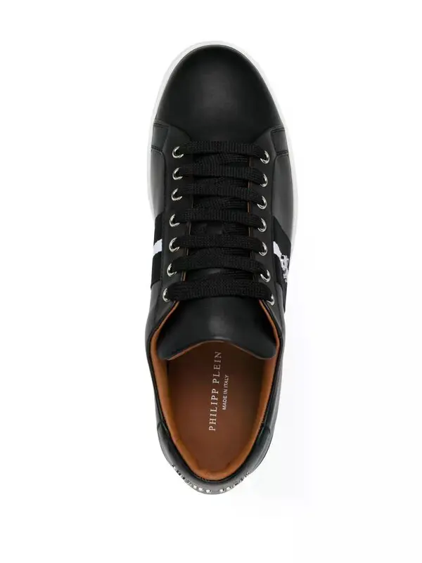 Philipp Plein Skull Plaque Striped Low-top Sneakers