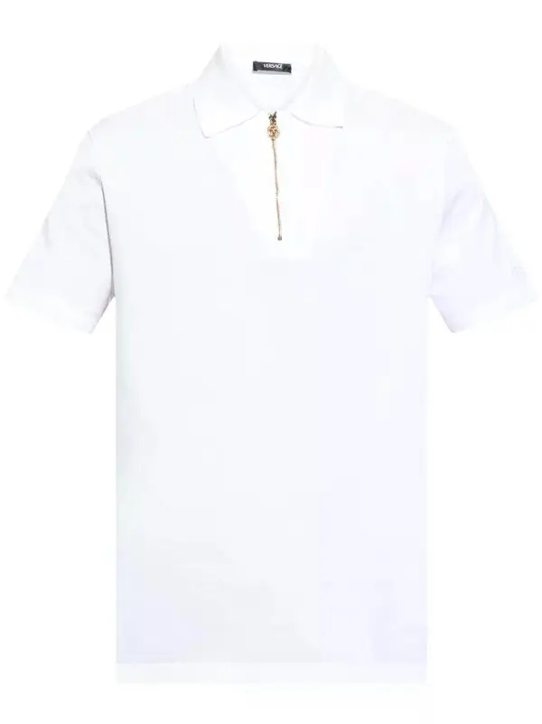 Versace Medusa Zip-up Polo Shirt - White