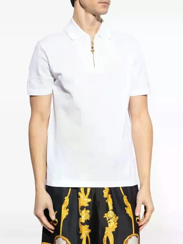 Versace Medusa Zip-up Polo Shirt - White