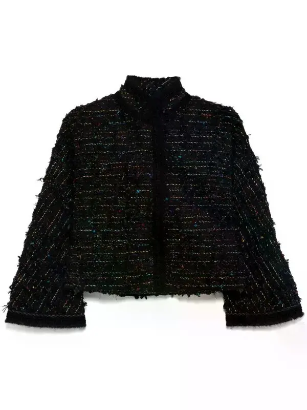 Shiatzy Chen Mandarin Collar Tweed Jacket - Black