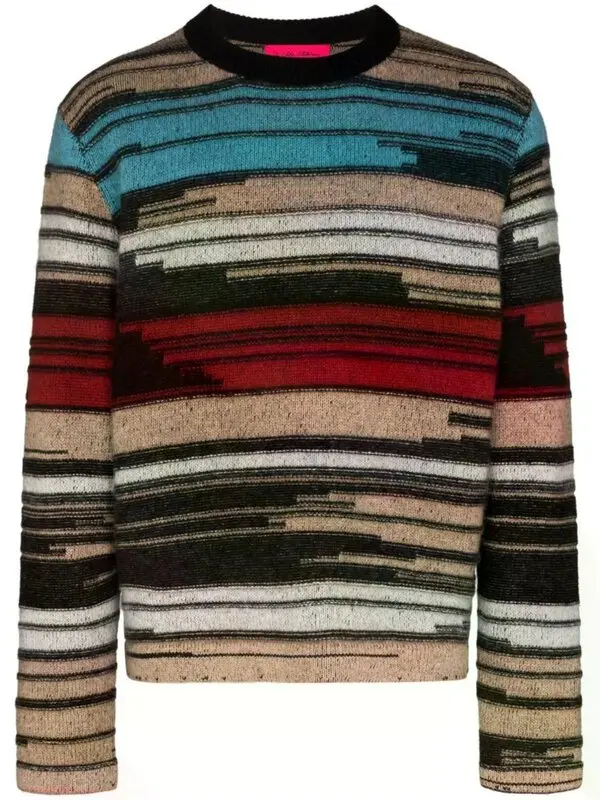 THE ELDER STATESMAN Striped Crew Neck Sweater