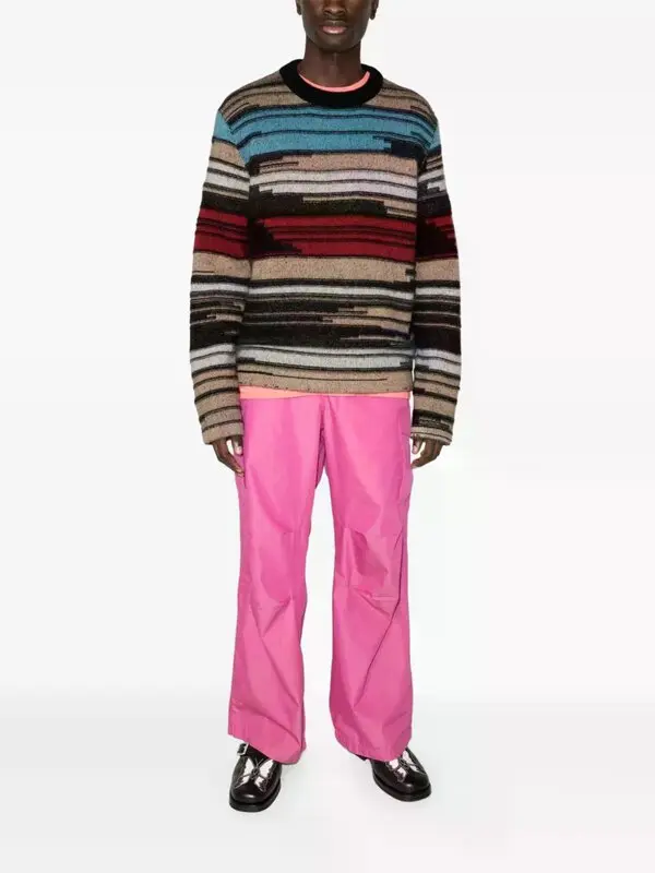 THE ELDER STATESMAN Striped Crew Neck Sweater