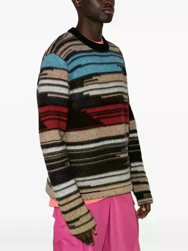 THE ELDER STATESMAN Striped Crew Neck Sweater