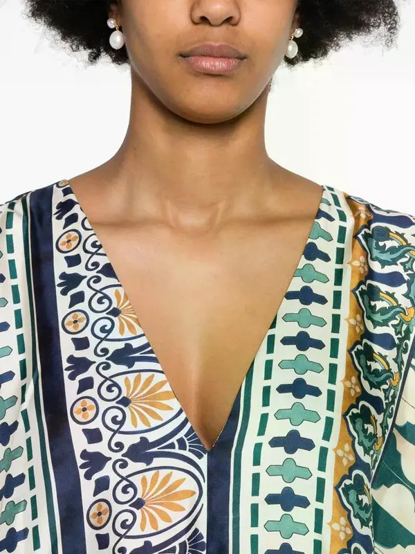 La DoubleJ Geometric Print Silk Muumuu Dress