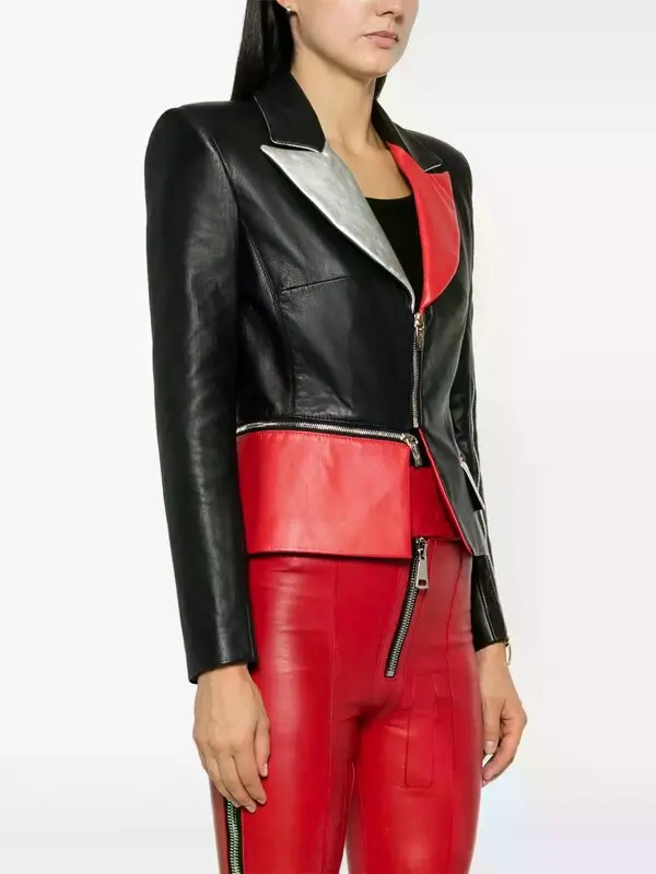 MITILIANE COUTURE Colour-block Leather Jacket