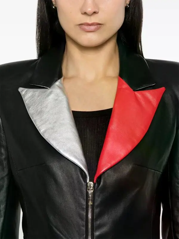 MITILIANE COUTURE Colour-block Leather Jacket