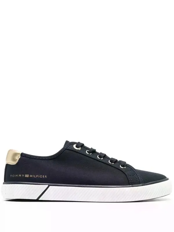 Tommy Hilfiger Low-top Canvas Lace-up Sneakers With Contrast Heel Counter - Blue