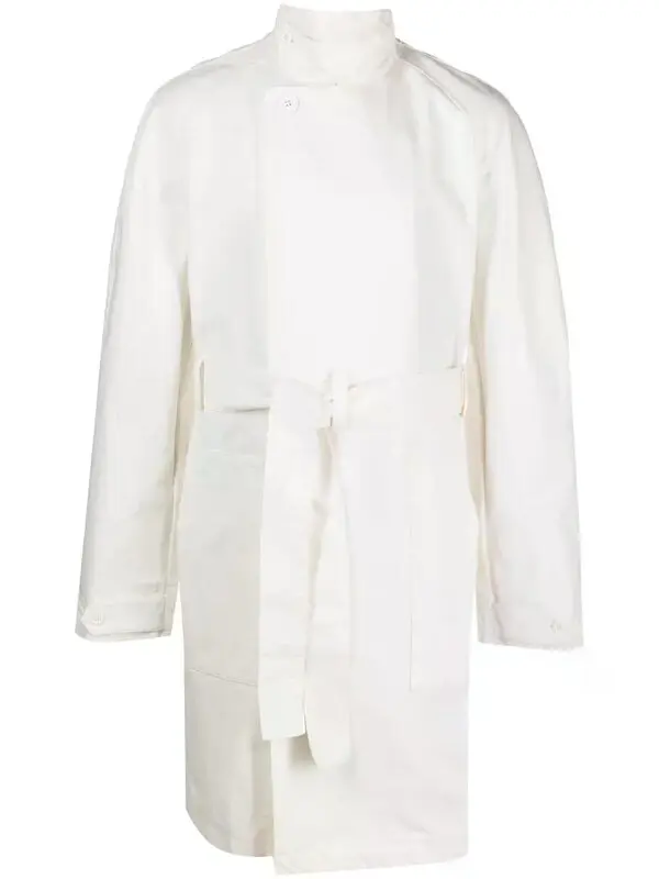 WINNIE N.Y.C Stand-up Collar Belted Cotton Coat