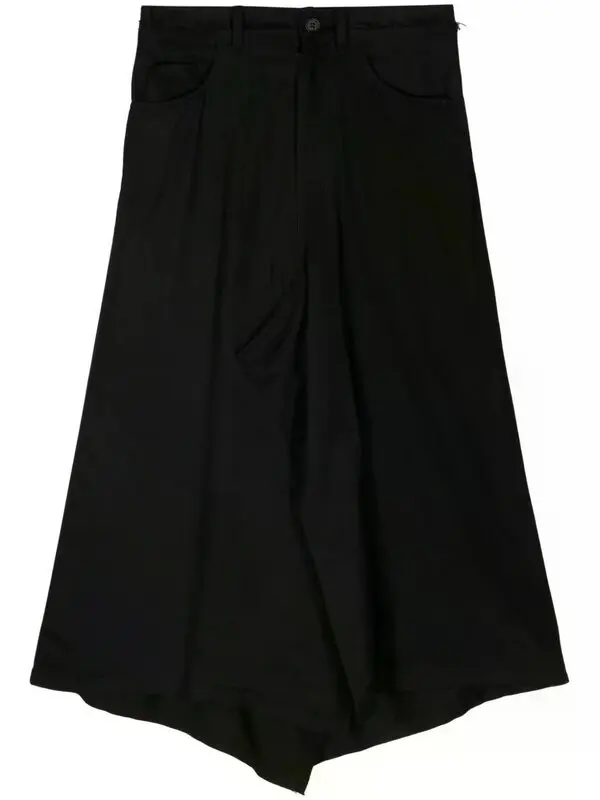 Yohji Yamamoto Asymmetric Hem Midi Skirt - Black