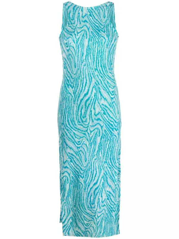 VITELLI Sleeveless Knitted Zebra Print Midi Dress