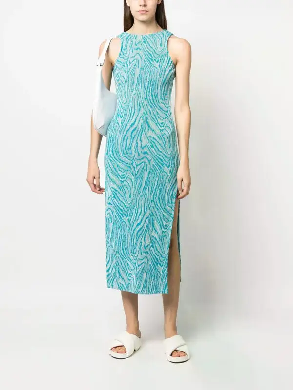 VITELLI Sleeveless Knitted Zebra Print Midi Dress