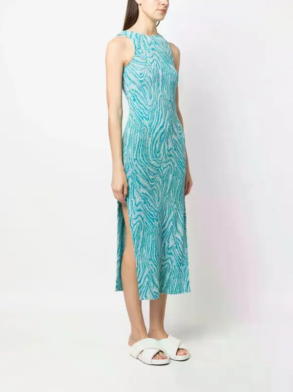 VITELLI Sleeveless Knitted Zebra Print Midi Dress