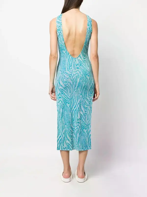 VITELLI Sleeveless Knitted Zebra Print Midi Dress