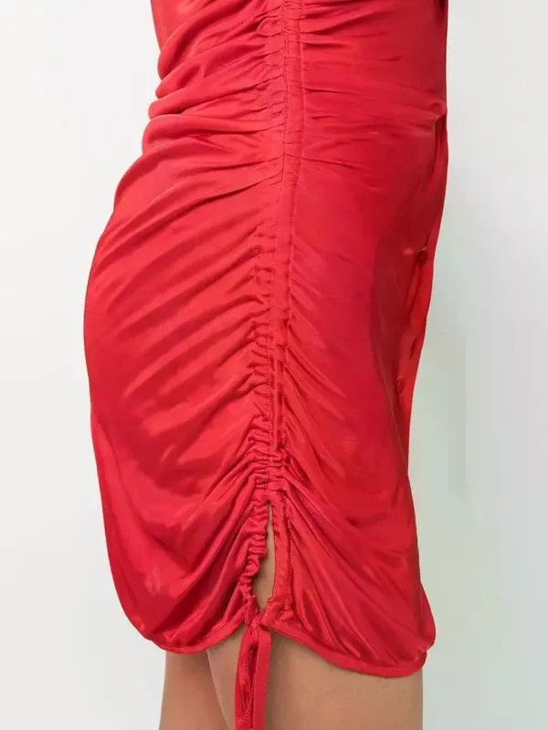 ANDREĀDAMO V-neck Ruched Mini Dress
