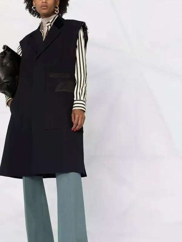 MAISON MARGIELA Sleeveless Raw-cut Coat - Blue
