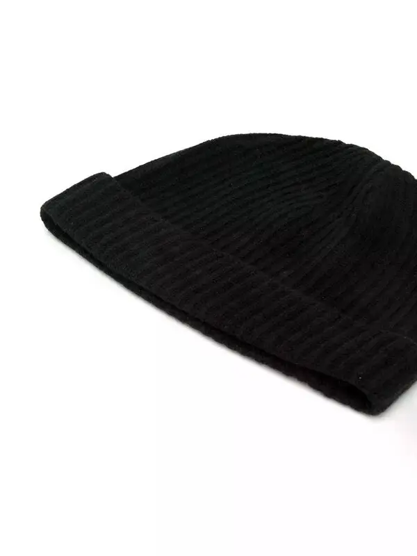 N.peal Ribbed Cashmere Beanie - Black