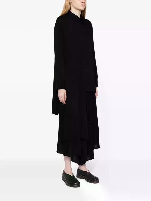 Yohji Yamamoto Asymmetric Long-sleeve Shirtdress - Black