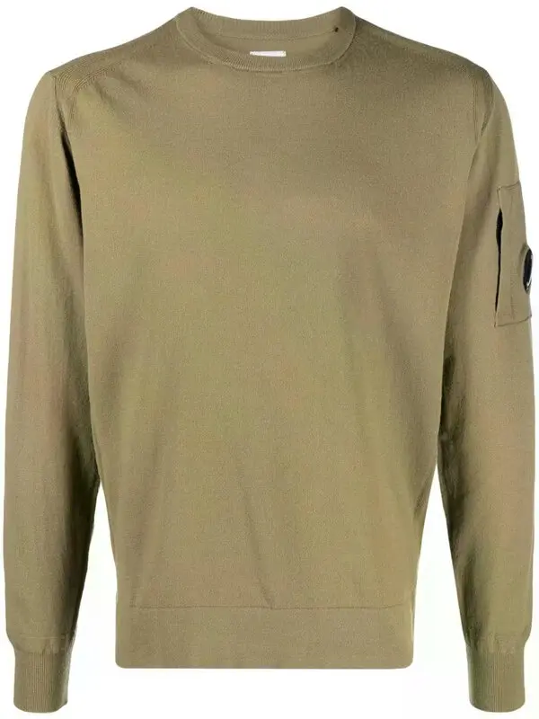 C.P. COMPANY Lens Detail Fine Knit Crew Neck Sweatshirt - Brown