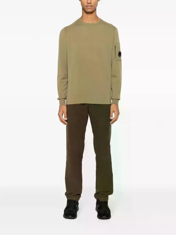 C.P. COMPANY Lens Detail Fine Knit Crew Neck Sweatshirt - Brown