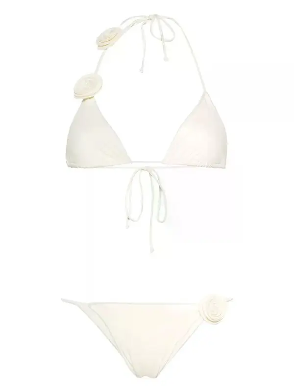 LA REVECHE Floral Appliqué Bikini Set - Neutrals