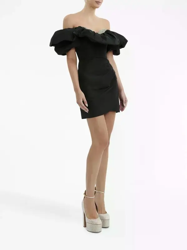 Rebecca Vallance Off-shoulder Gathered Mini Dress