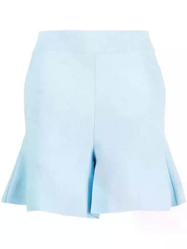 Stella McCartney Peplum Hem Crepe Shorts - Blue