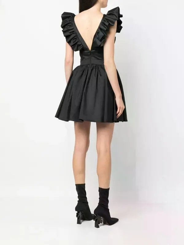 Philipp Plein Silk Ruffled Mini Dress - Black