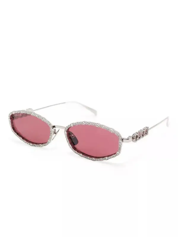 Gucci Oval Sunglasses With Tone Details - Silver