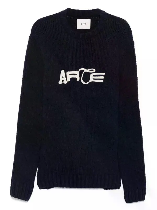 ARTE ANTWERP Logo Embroidered Crew Neck Sweater