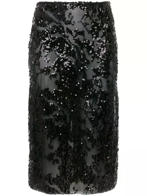 Victoria Beckham Sequin-embellished Pencil Midi Skirt