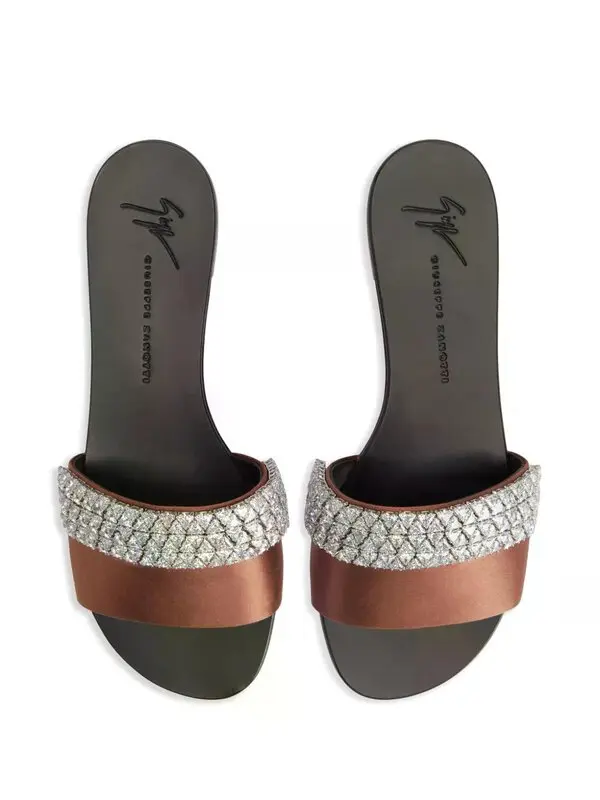 GIUSEPPE ZANOTTI Embellished Satin Slides
