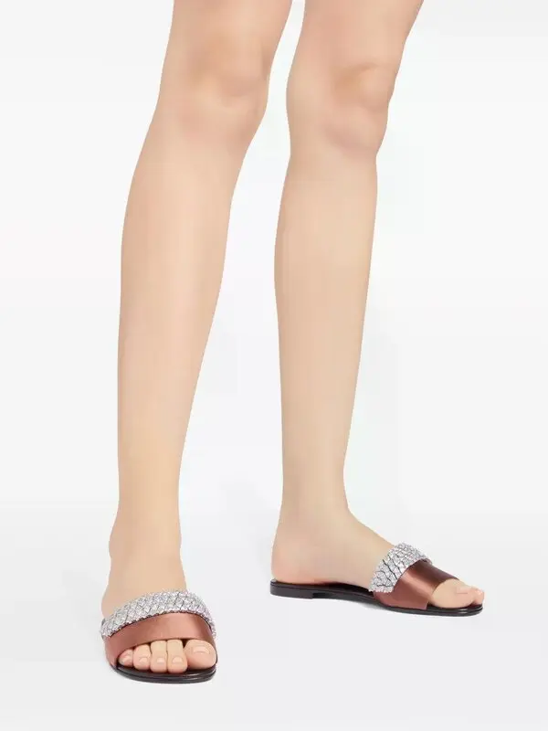 GIUSEPPE ZANOTTI Embellished Satin Slides