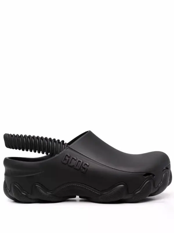 Gcds Embossed Logo Slingback Clogs - Black