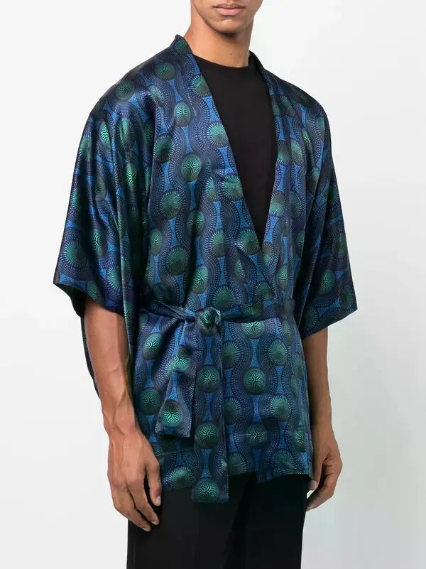 Ozwald Boateng Geometric-print Tie-waist Jacket