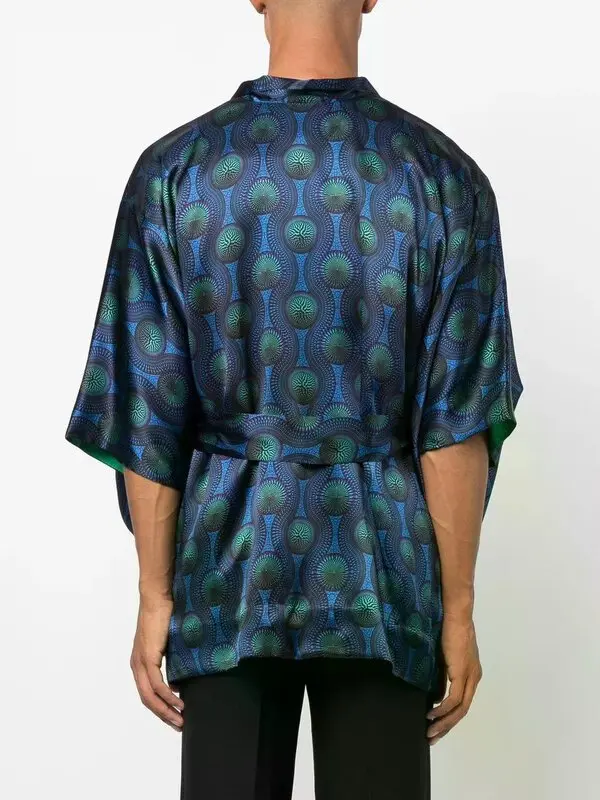 Ozwald Boateng Geometric-print Tie-waist Jacket