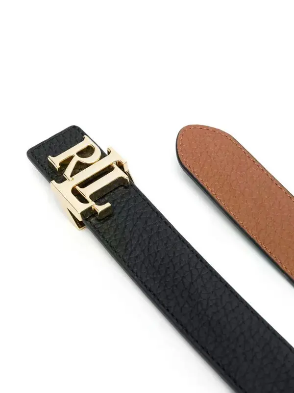 Ralph Lauren Logo Buckle Reversible Leather Belt - Black