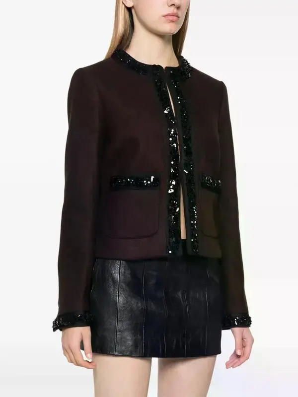 SEMICOUTURE Cedar Virgin Wool Blend Embellished Jacket
