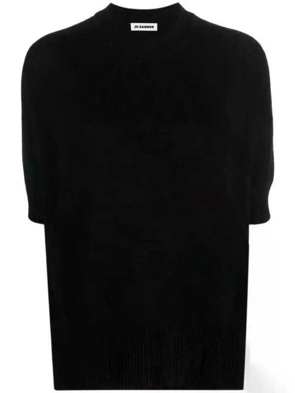 JIL SANDER Ribbed Cashmere Knitted Top - Black