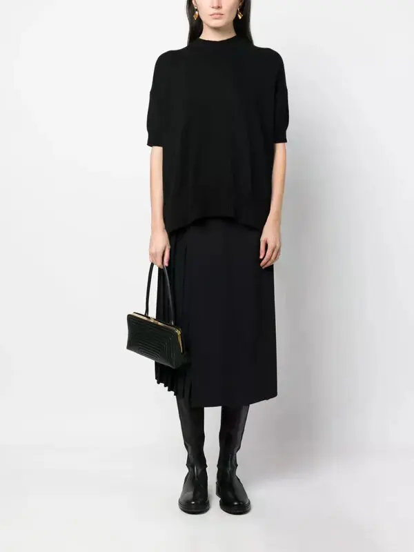 JIL SANDER Ribbed Cashmere Knitted Top - Black