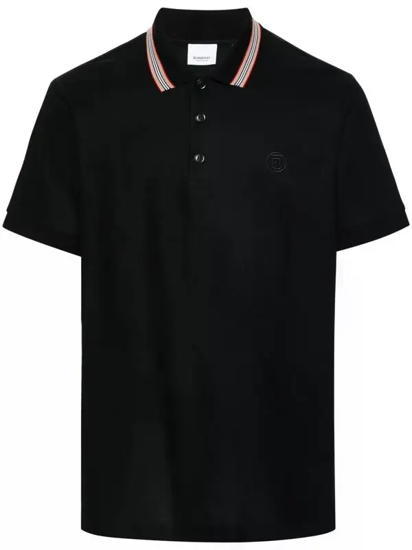 Burberry Icon Stripe Cotton Polo Shirt - Black
