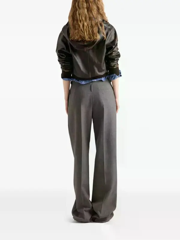 Prada Leather Hooded Jacket With Zip Fastening - Brown