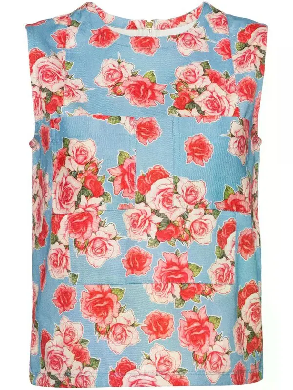 BAMBAH Rose Denim Top - Blue
